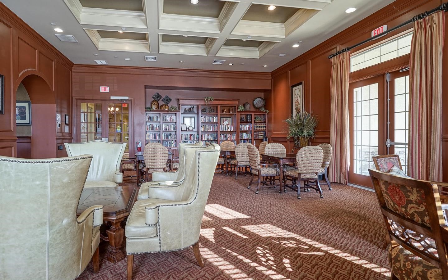 Montebello Clubhouse Library - Senior Living Options - 55+